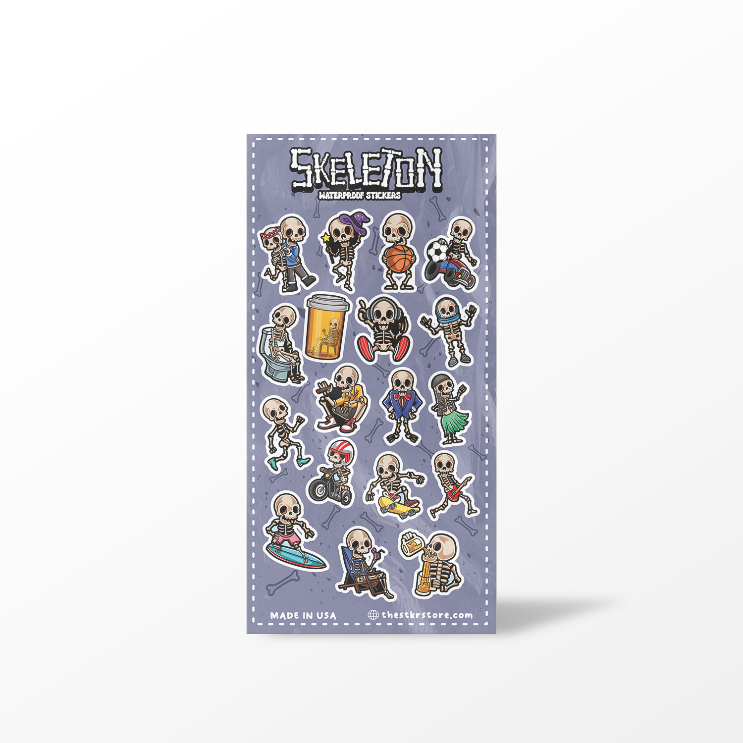 Skeleton Waterproof Die-Cut Sticker Sheet (3.75x7.5 in) – The Stkr Store