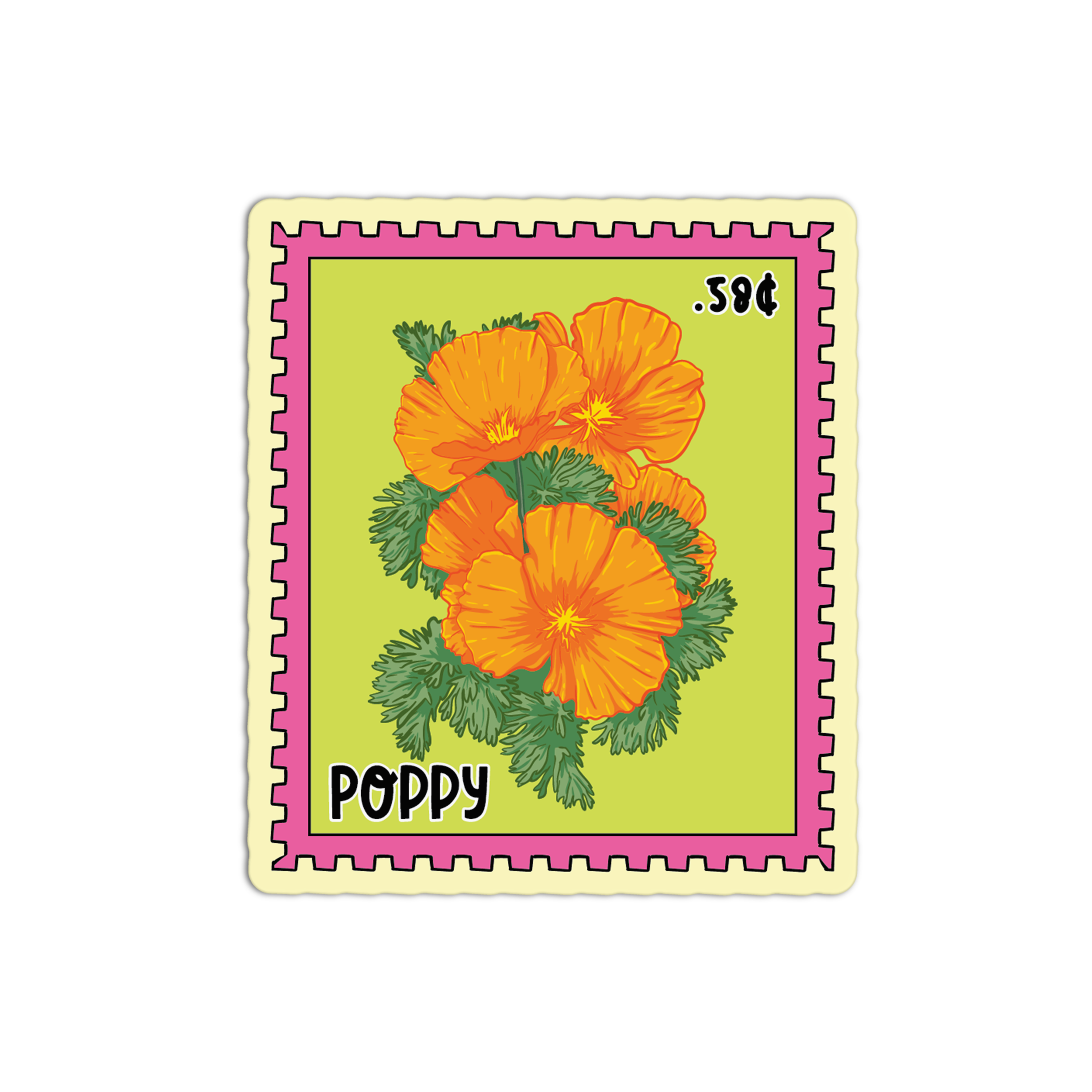 Poppy Stamp - Flower Stamp Stickers – The Stkr Store